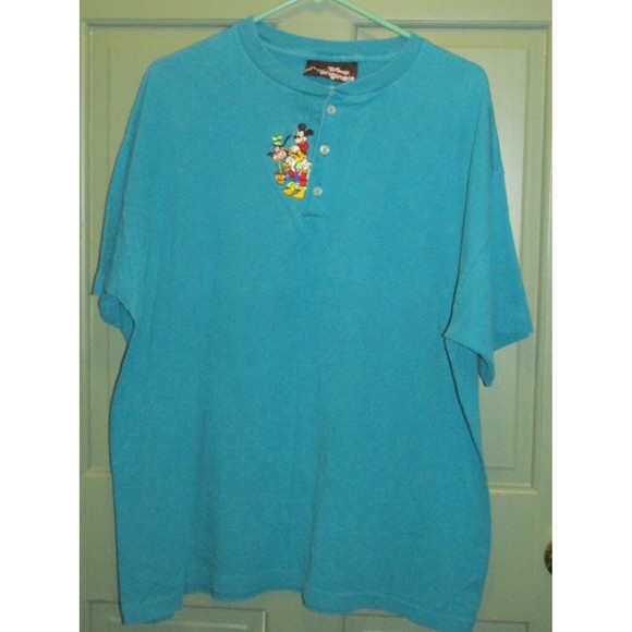 Tops | Vintage Disney Original Teal Henley Goofy Mickey Donald Duck ...